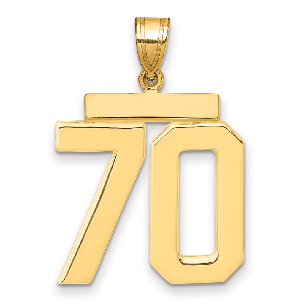 14k Yellow Gold Large Polished Number 70 Charm – Wellness Marketer Jewelry - Jewelry Made in the USA