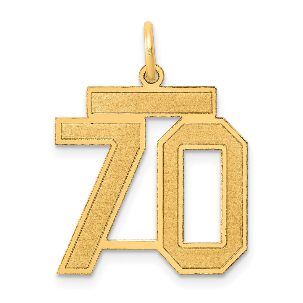 14k Yellow Gold Medium Satin Number 70 Charm – Wellness Marketer Jewelry - Jewelry Made in the USA