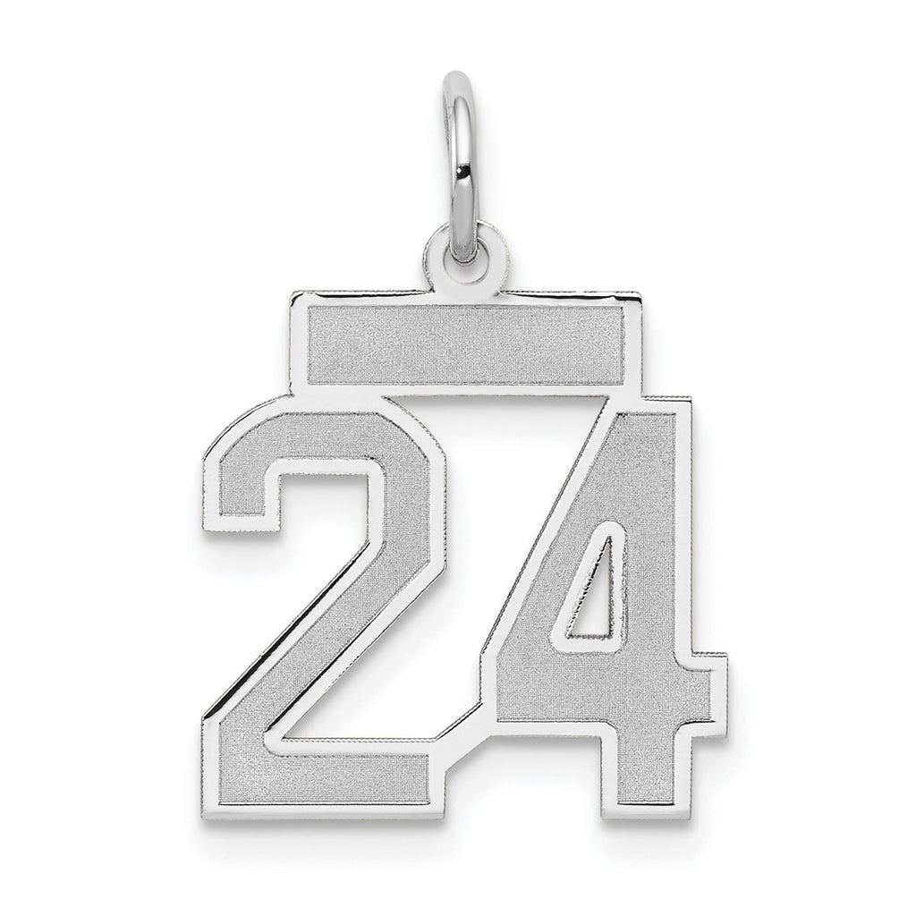 14k White Gold Small Satin Number 24 Charm – Wellness Marketer Jewelry - Jewelry Made in the USA