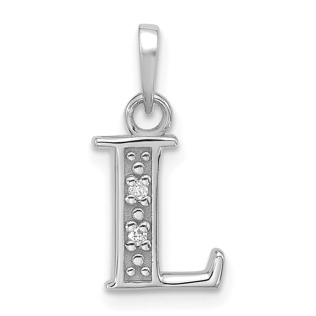 14K White Gold Diamond Letter L Initial Pendant YC1541WL – Wellness ...