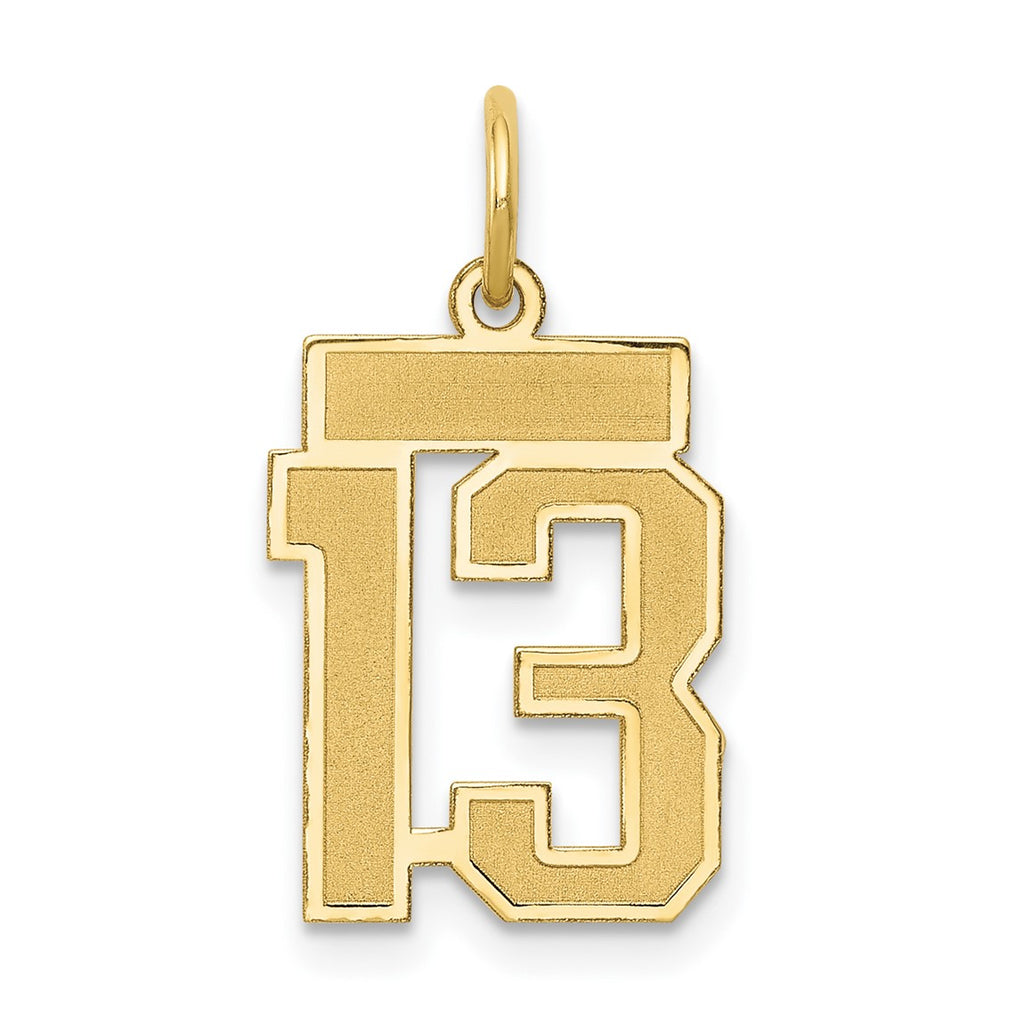 10K Yellow Gold Small Satin Number 13 Charm – Wellness Marketer Jewelry ...