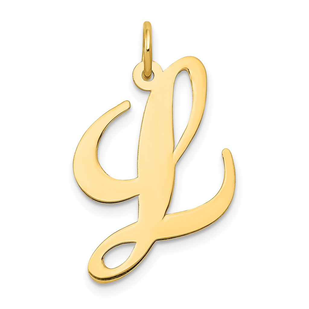 10K Yellow Gold Large Fancy Script Letter L Initial Charm – Wellness ...