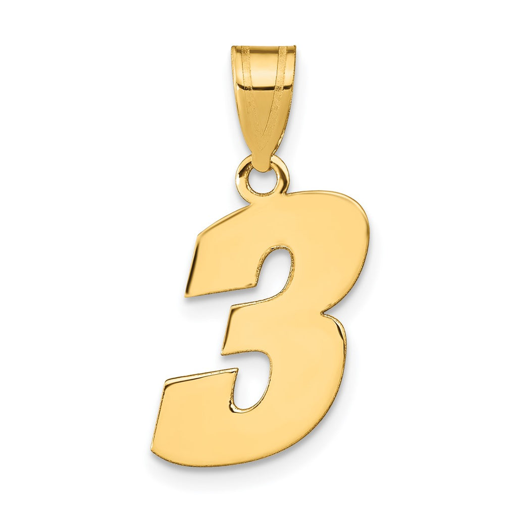 14k Yellow Gold Polished Block Number 3 Pendant – Wellness Marketer ...