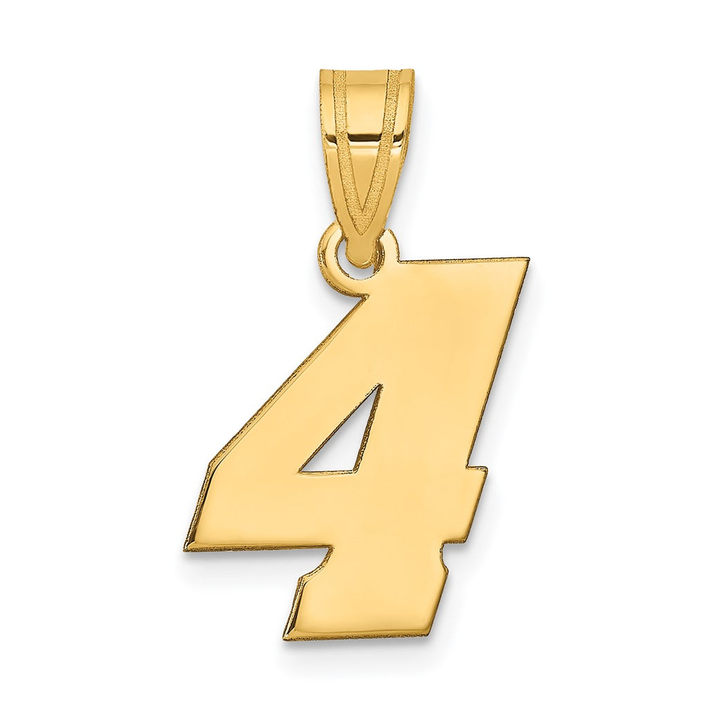 14k Yellow Gold Polished Block Number 4 Pendant – Wellness Marketer ...