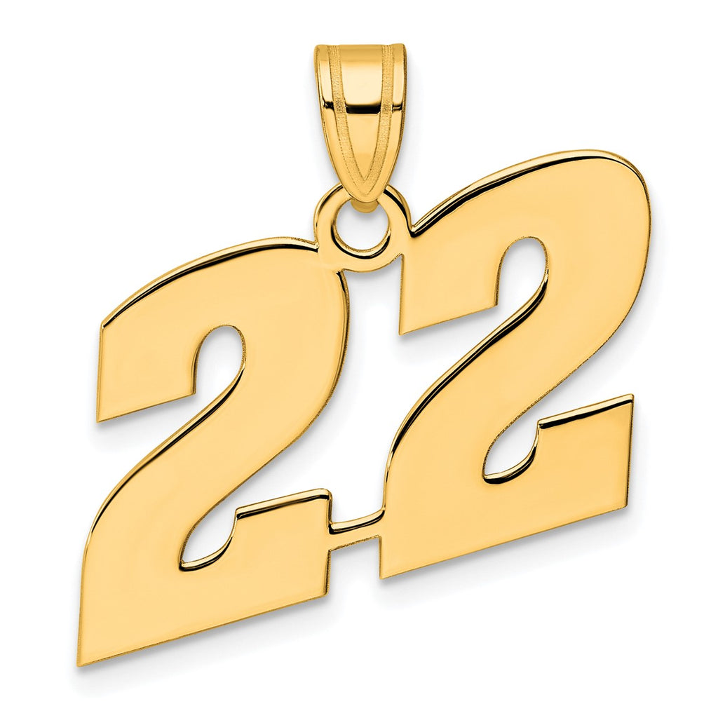 14k Yellow Gold Polished Block Number 22 Pendant – Wellness Marketer ...