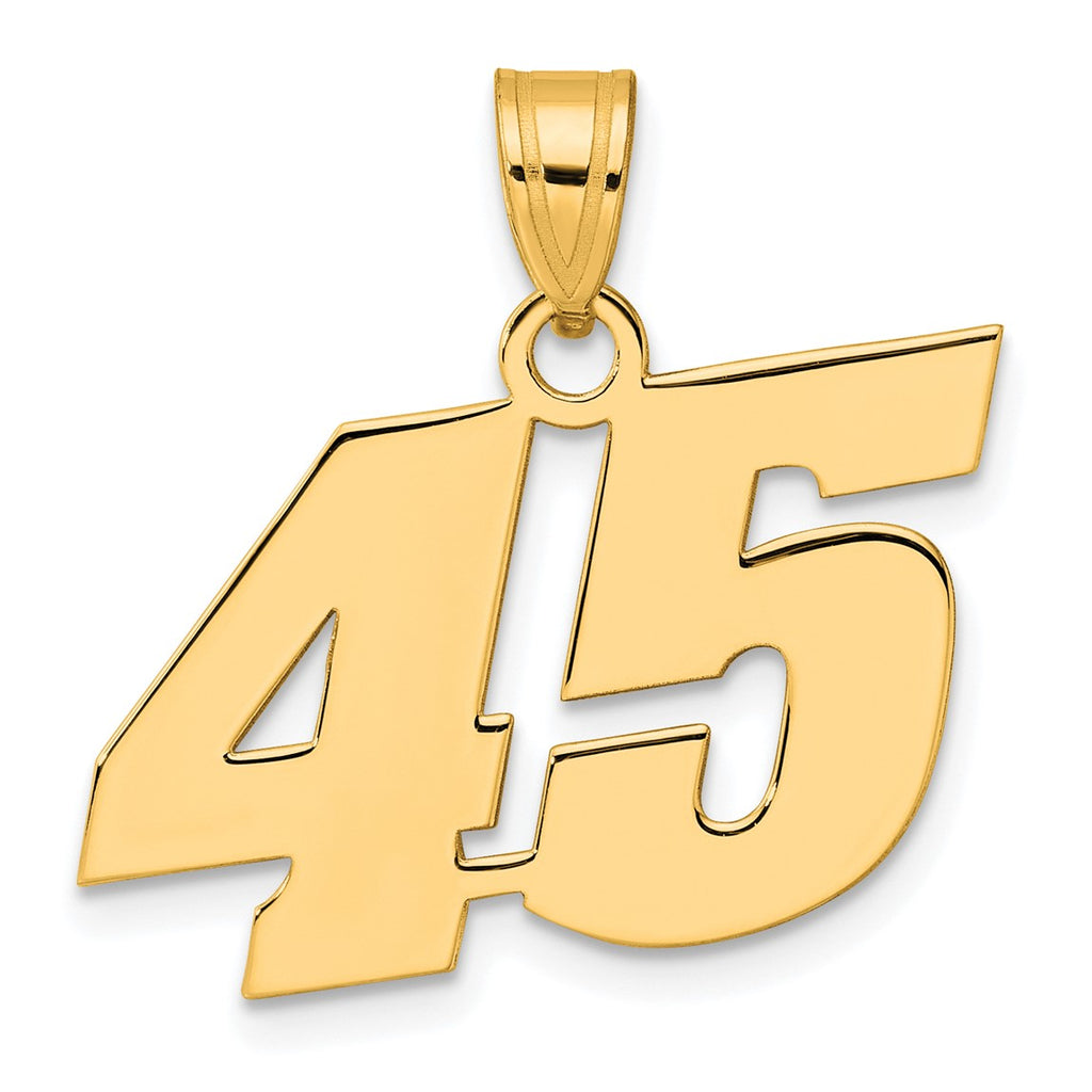 14k Yellow Gold Polished Block Number 45 Pendant – Wellness Marketer ...