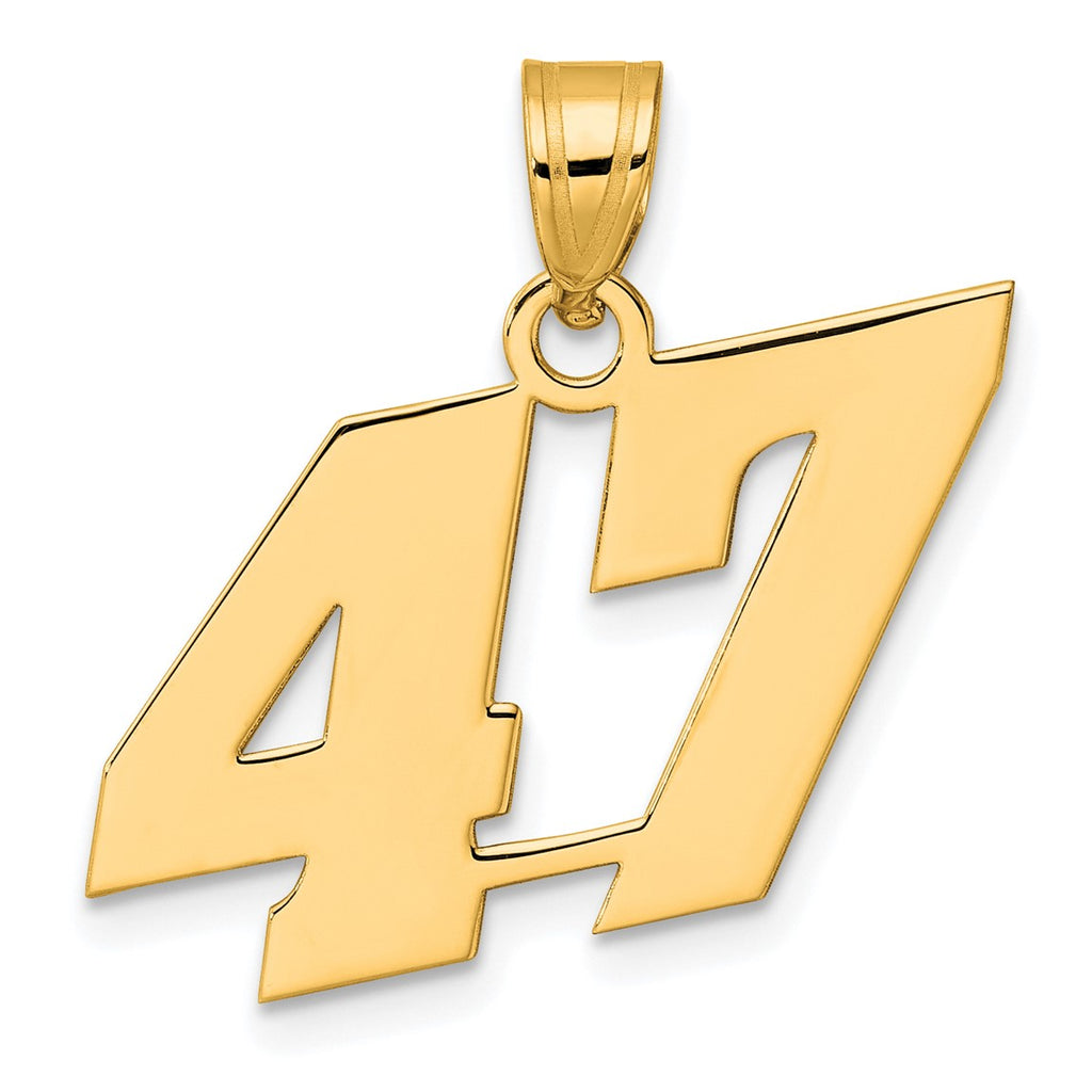 14k Yellow Gold Polished Block Number 47 Pendant – Wellness Marketer ...