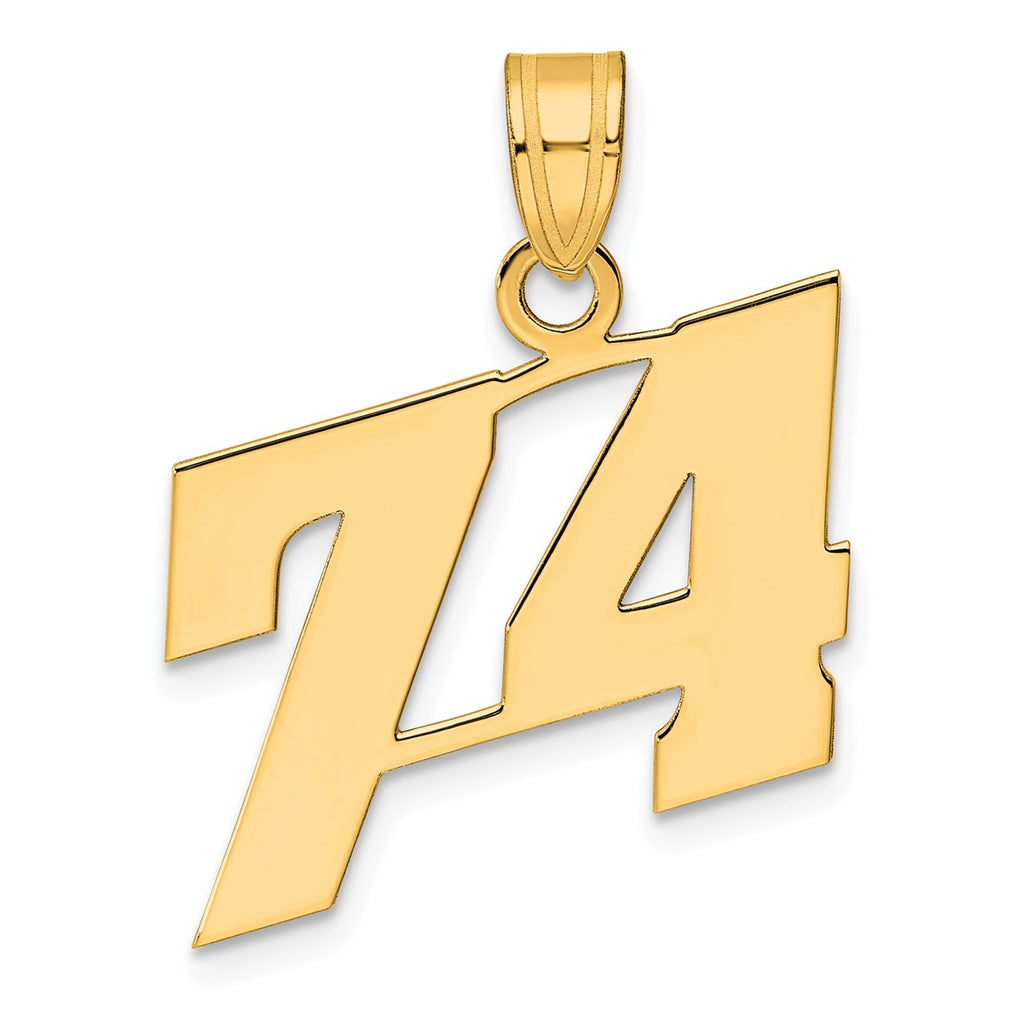 14k Yellow Gold Polished Block Number 74 Pendant – Wellness Marketer ...