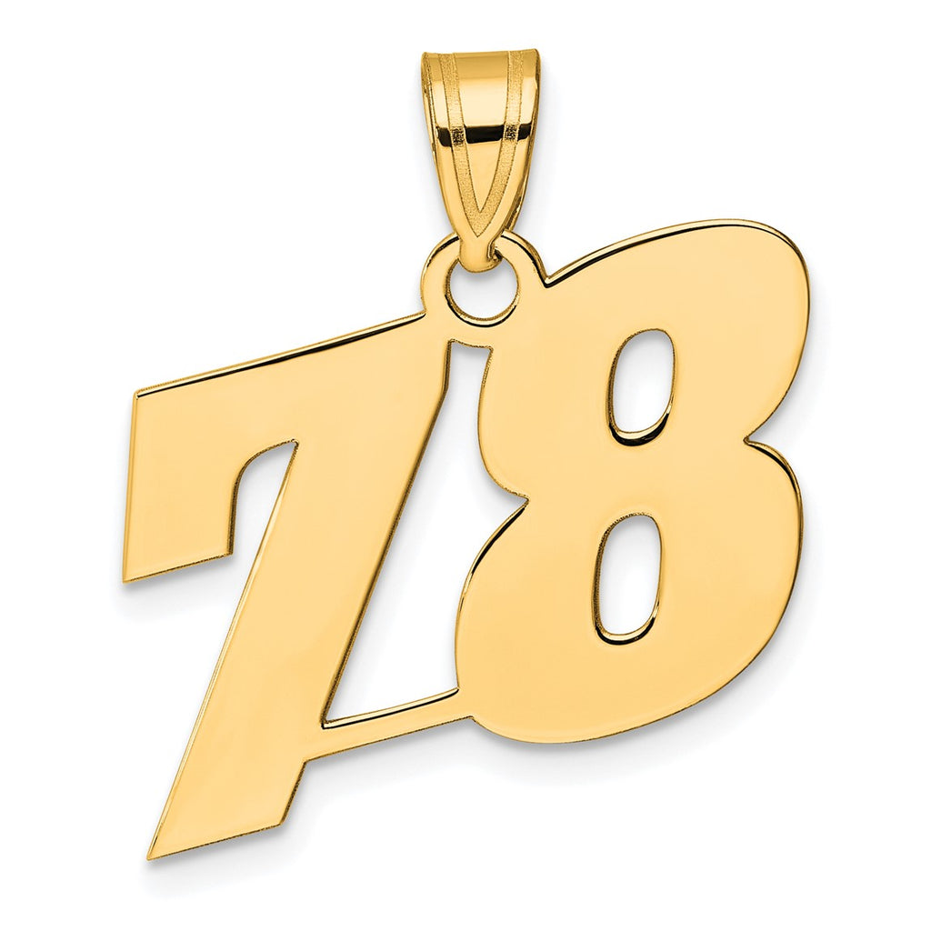 14k Yellow Gold Polished Block Number 78 Pendant – Wellness Marketer ...