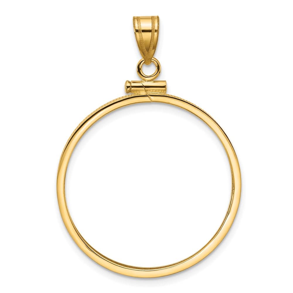 10k Yellow Gold Polished 27.0mm x 2.35mm Screw Top Coin Bezel Pendant ...