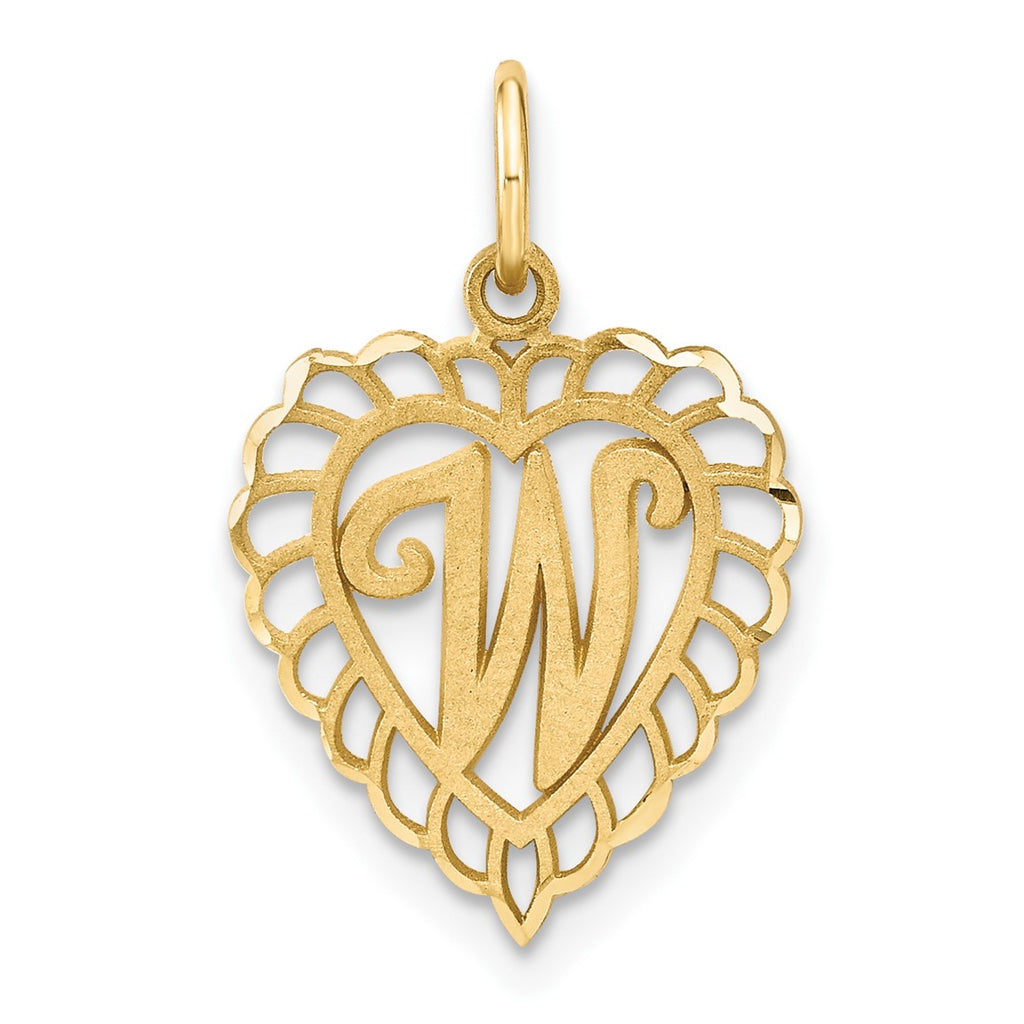 14k Yellow Gold Heart Letter W Charm – Wellness Marketer Jewelry ...