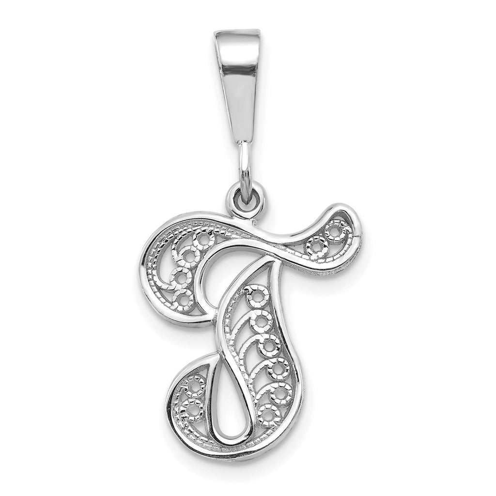 10K White Gold Filigree Initial T Pendant – Wellness Marketer Jewelry ...