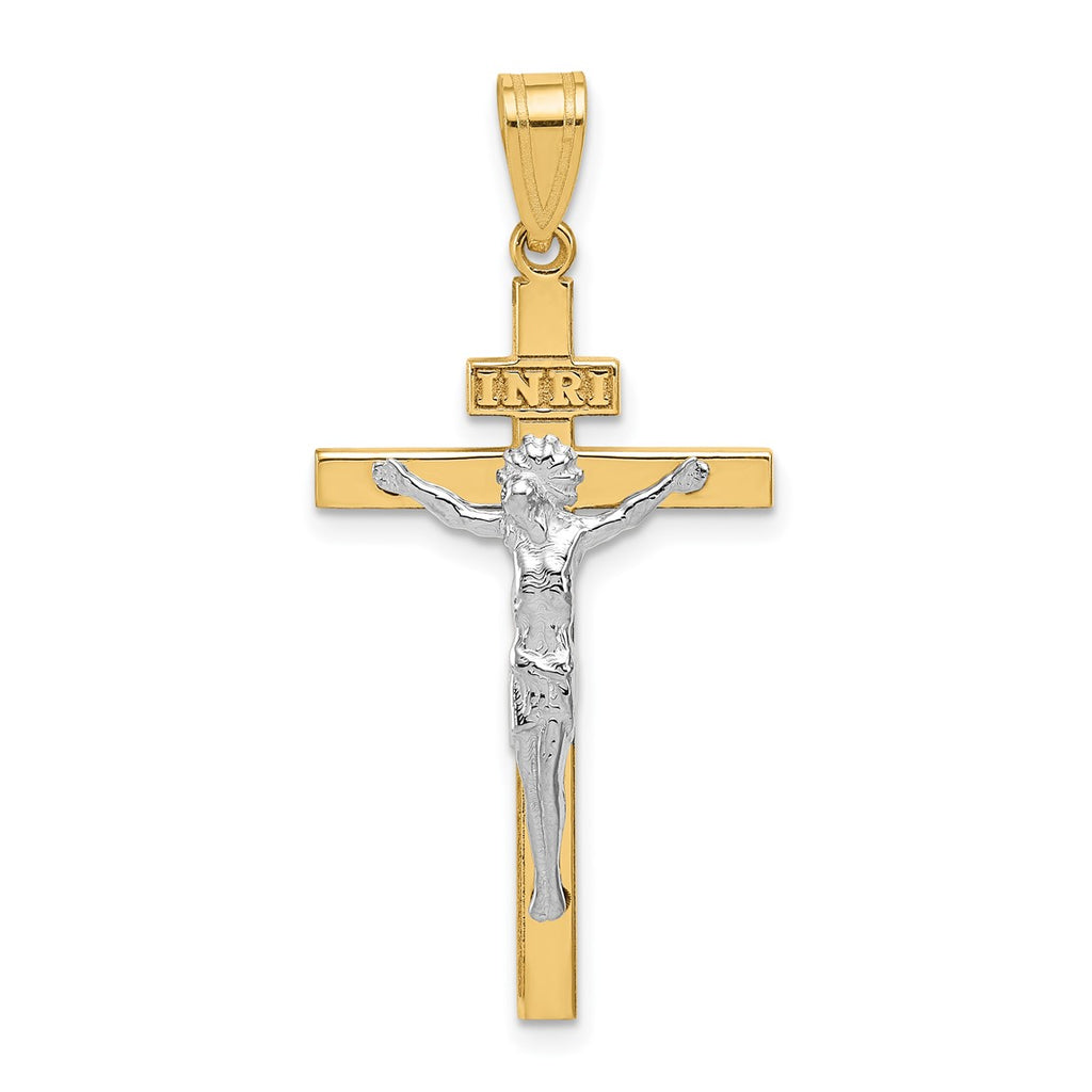 14k Yellow and White Gold Inri Latin Crucifix Pendant D3668 – Wellness ...