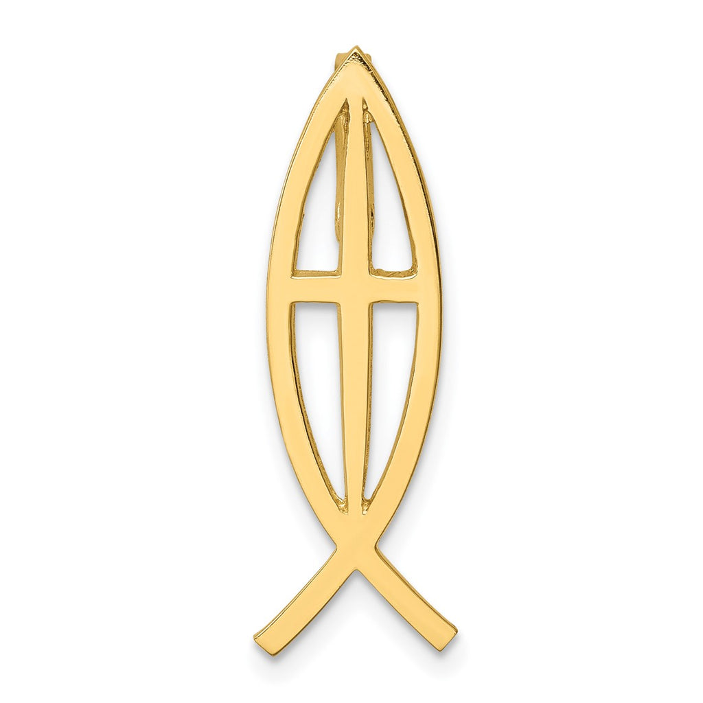 14k Yellow Gold Polished Ithacus Cross Fish Slide Pendant – Wellness ...