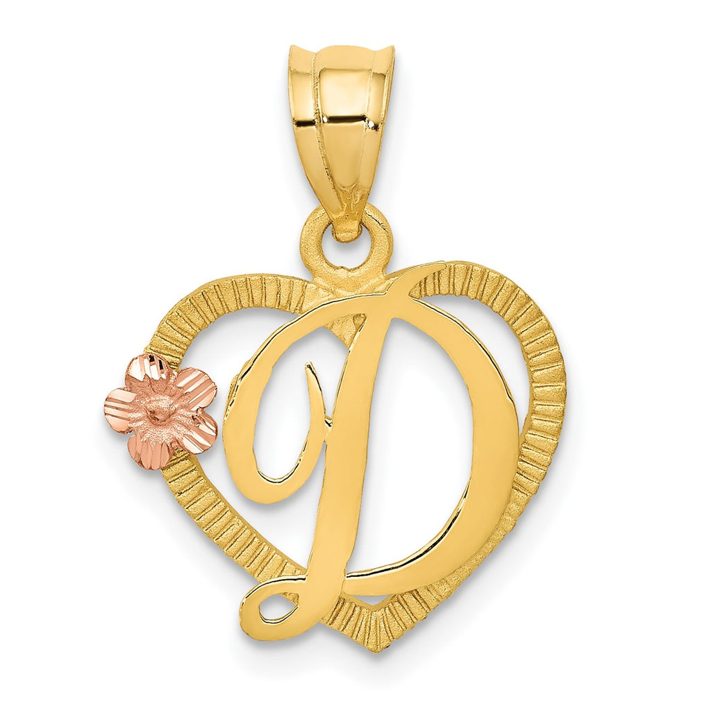 14k Yellow and Rose Gold Initial D In Heart Pendant – Wellness Marketer ...