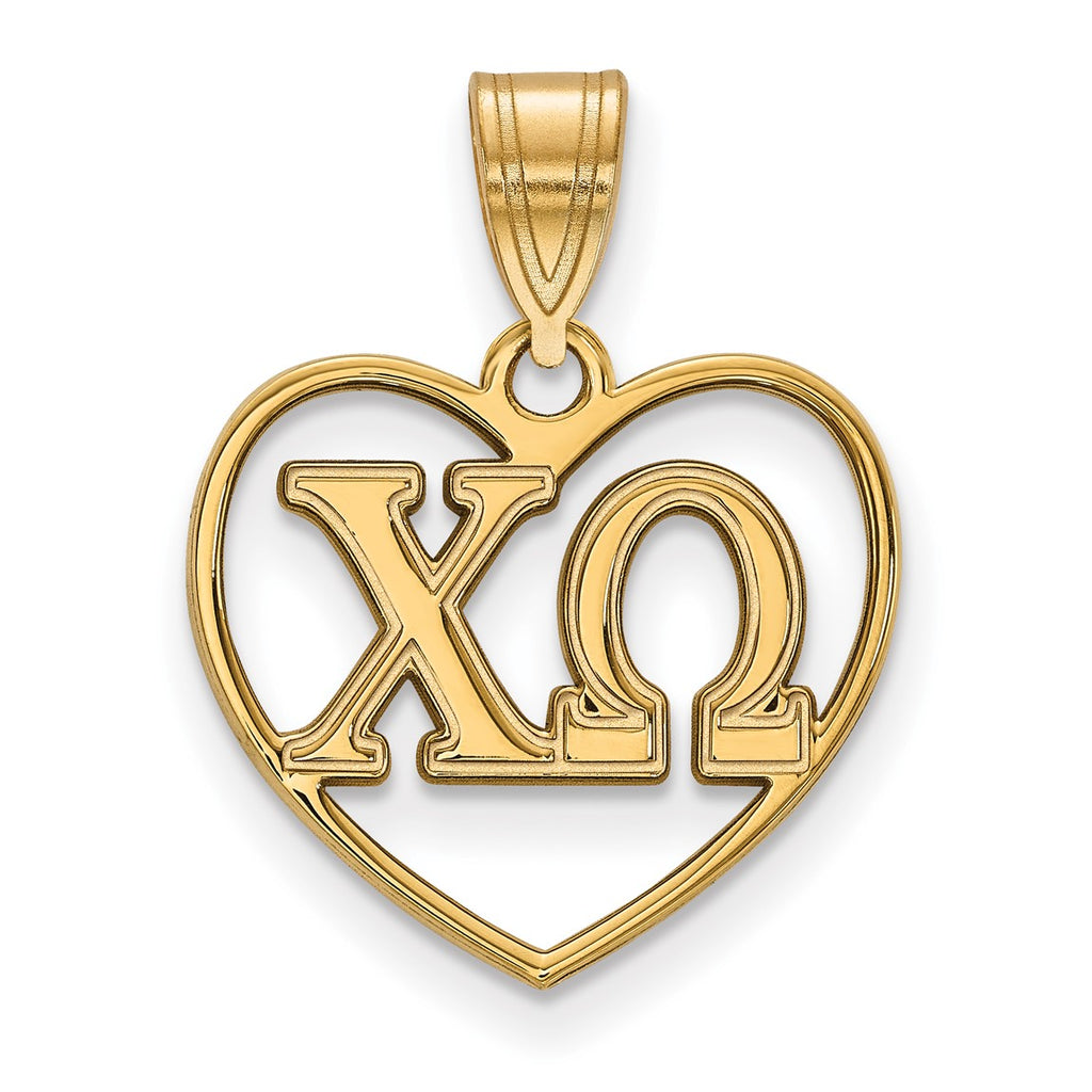 Sterling Silver Gold-plated LogoArt Chi Omega Sorority Greek Letters H ...