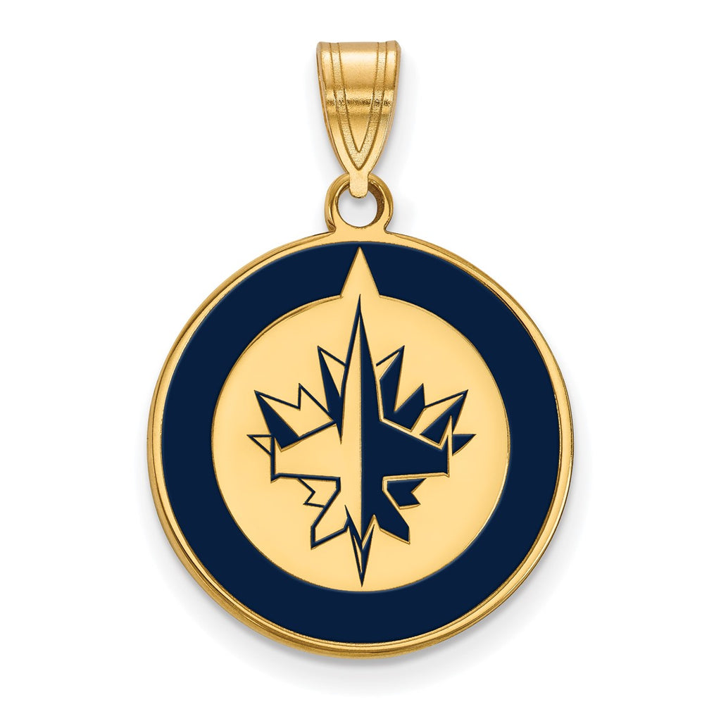 Sterling Silver Gold-plated NHL LogoArt Winnipeg Jets Large Enameled P ...