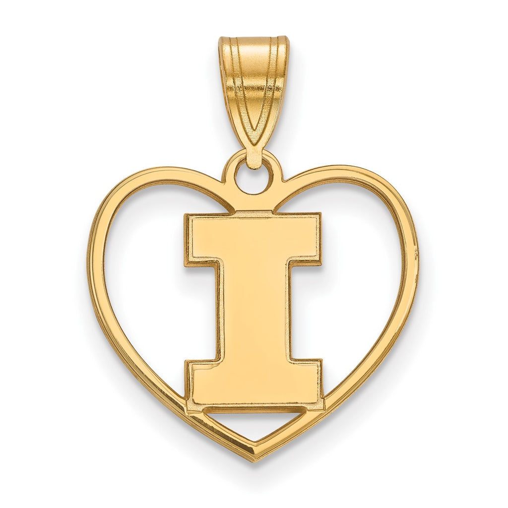 Sterling Silver Gold-plated LogoArt University of Illinois Letter I He ...