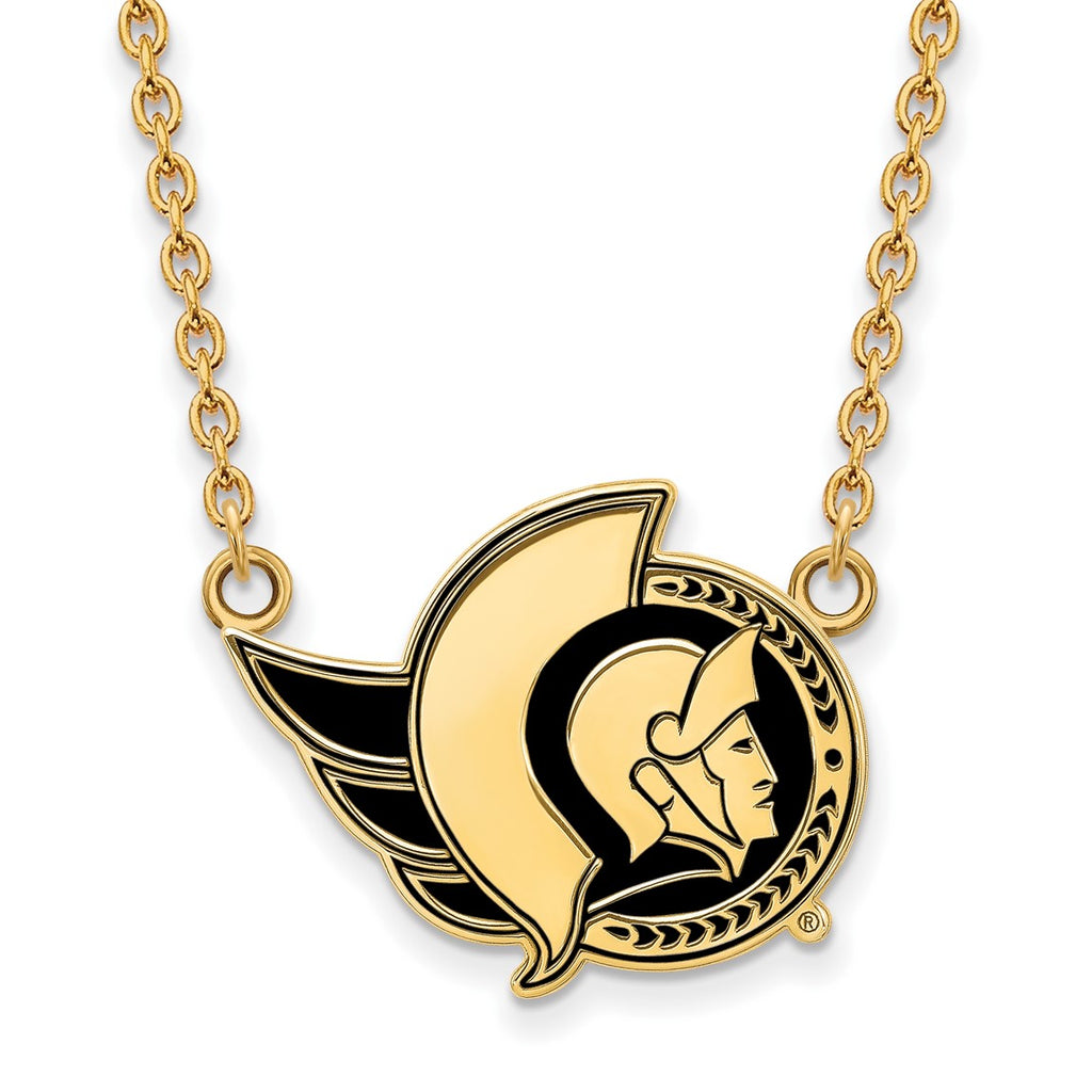 Sterling Silver Gold-plated NHL LogoArt Ottawa Senators Large Enameled ...