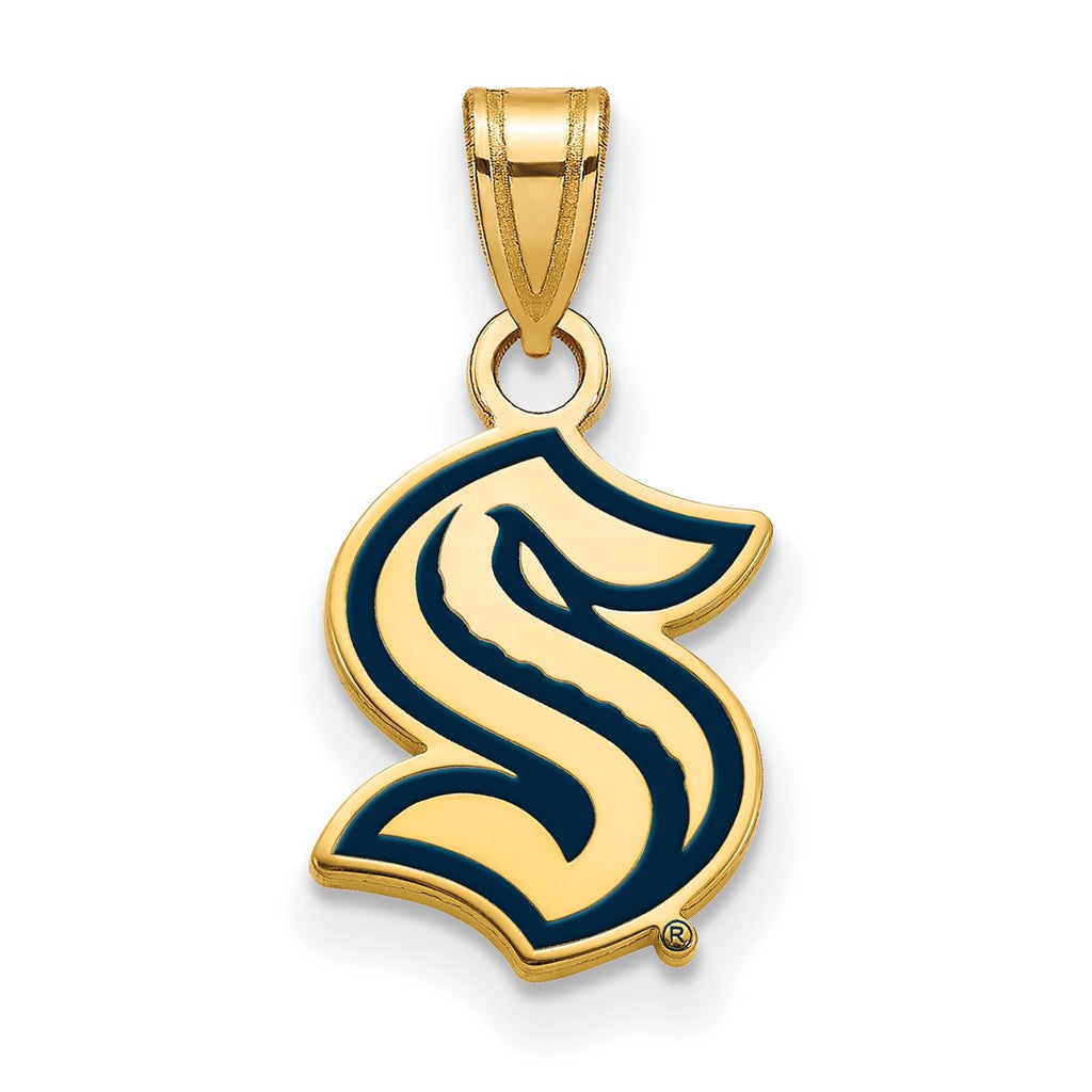 Sterling Silver Gold-plated NHL LogoArt Seattle Kraken Enamel Pendant ...