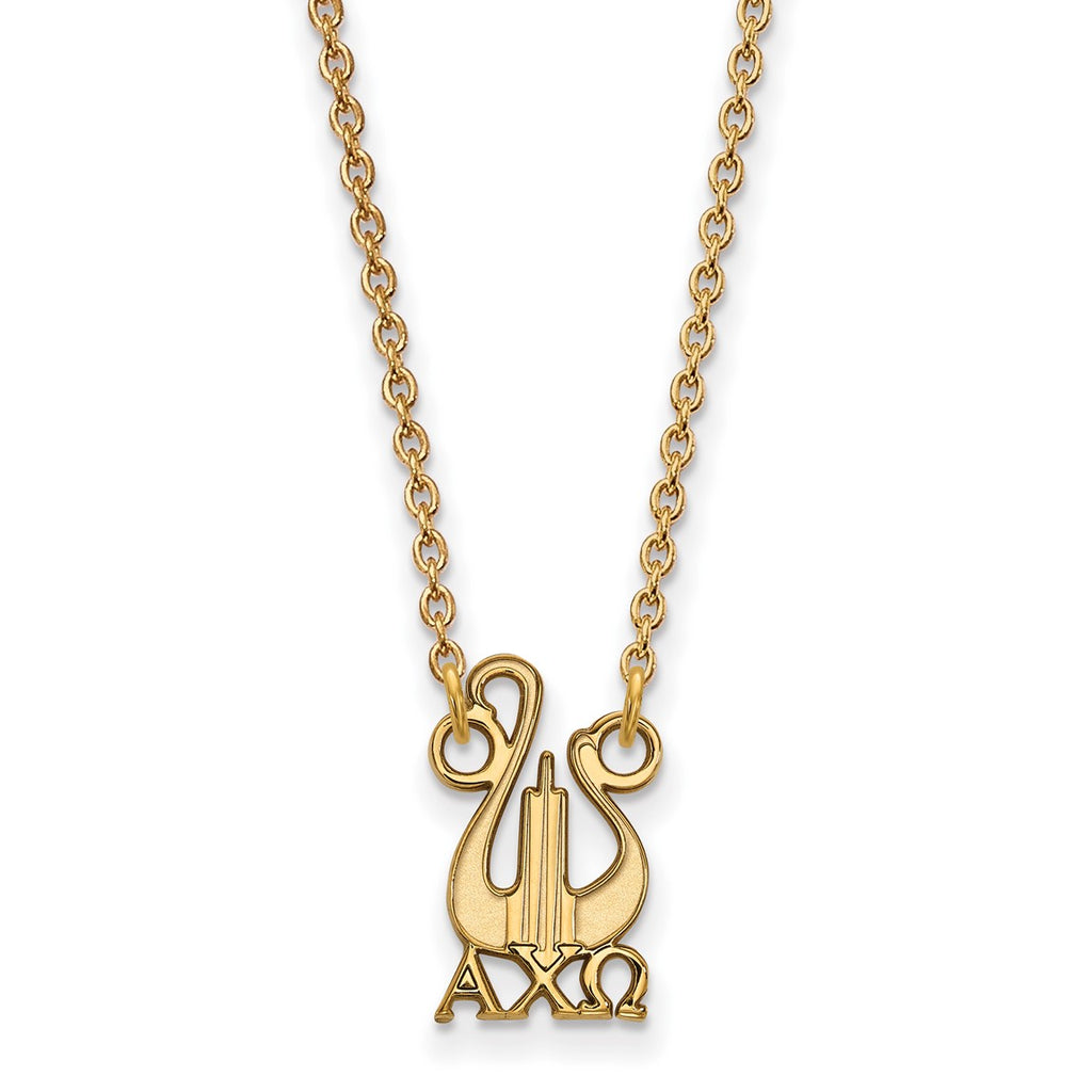 Sterling Silver Gold-plated LogoArt Alpha Chi Omega Sorority Symbol Sm ...
