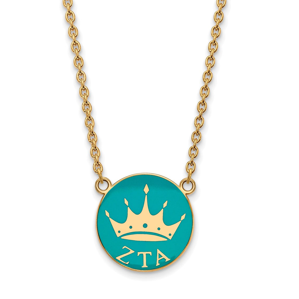 Sterling Silver Gold-plated LogoArt Zeta Tau Alpha Sorority Symbol Lar ...