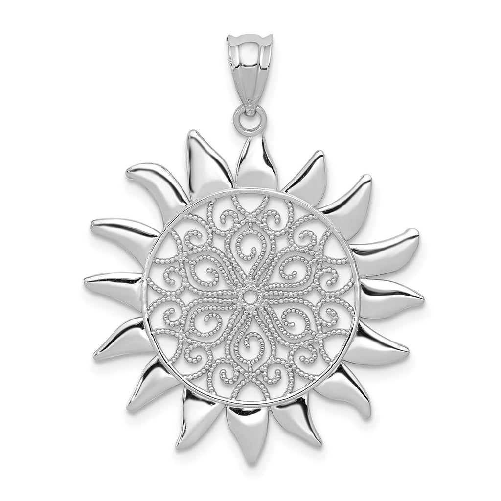 14K White Gold Filigree Sun Pendant – Wellness Marketer Jewelry ...