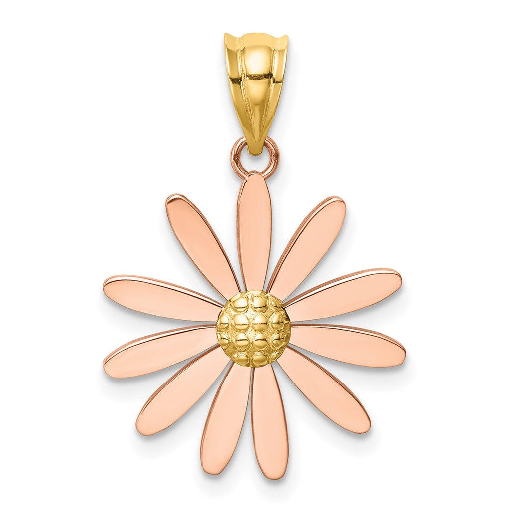 14k Yellow and Rose Gold Daisy Flower Pendant – Wellness Marketer ...