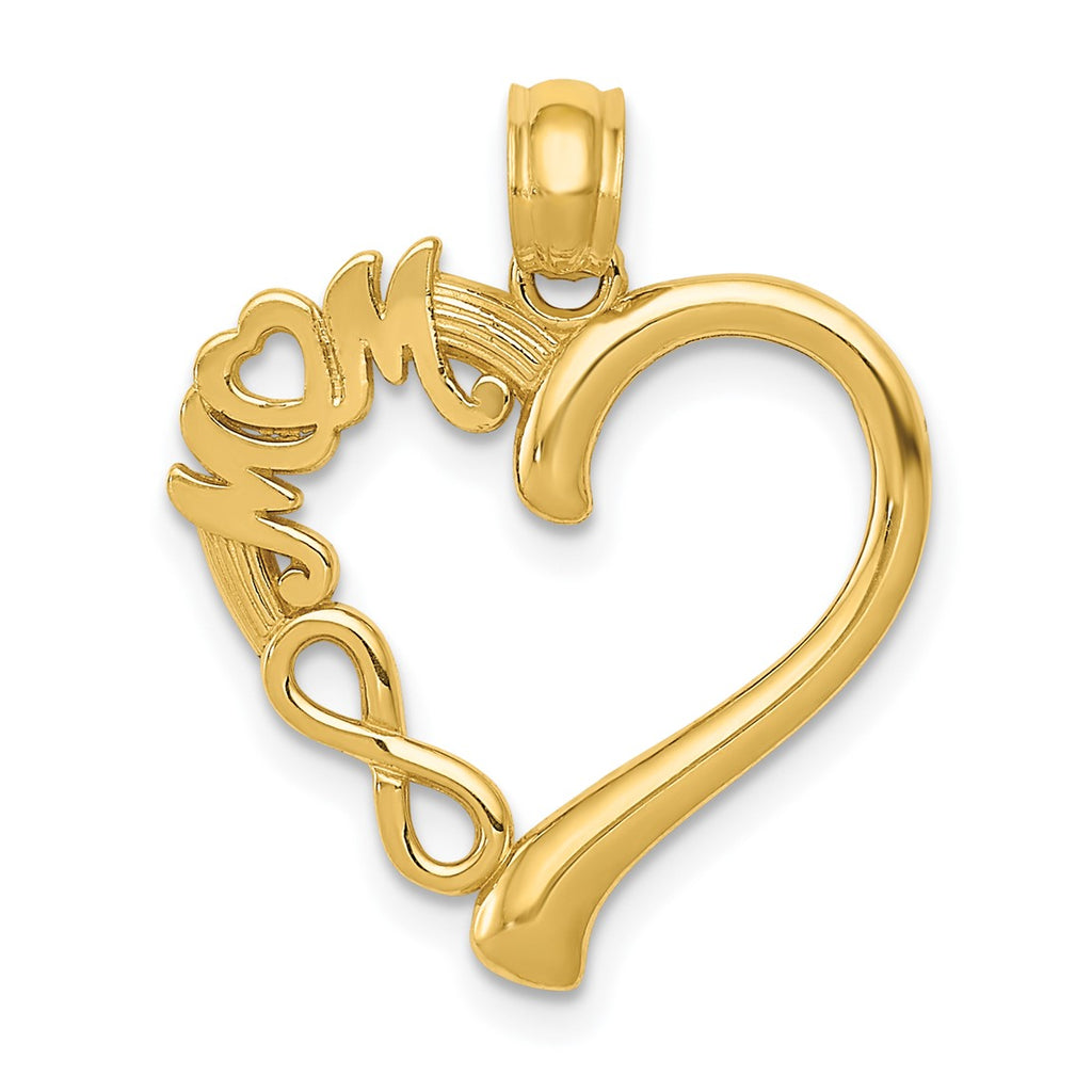 14k Yellow Gold Polished Mom In Heart w/Infinity Symbol Pendant ...