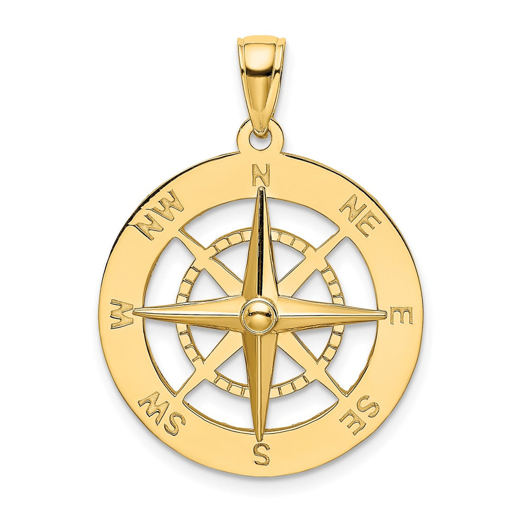 14k Yellow Gold Nautical Compass Pendant K7846 – Wellness Marketer ...