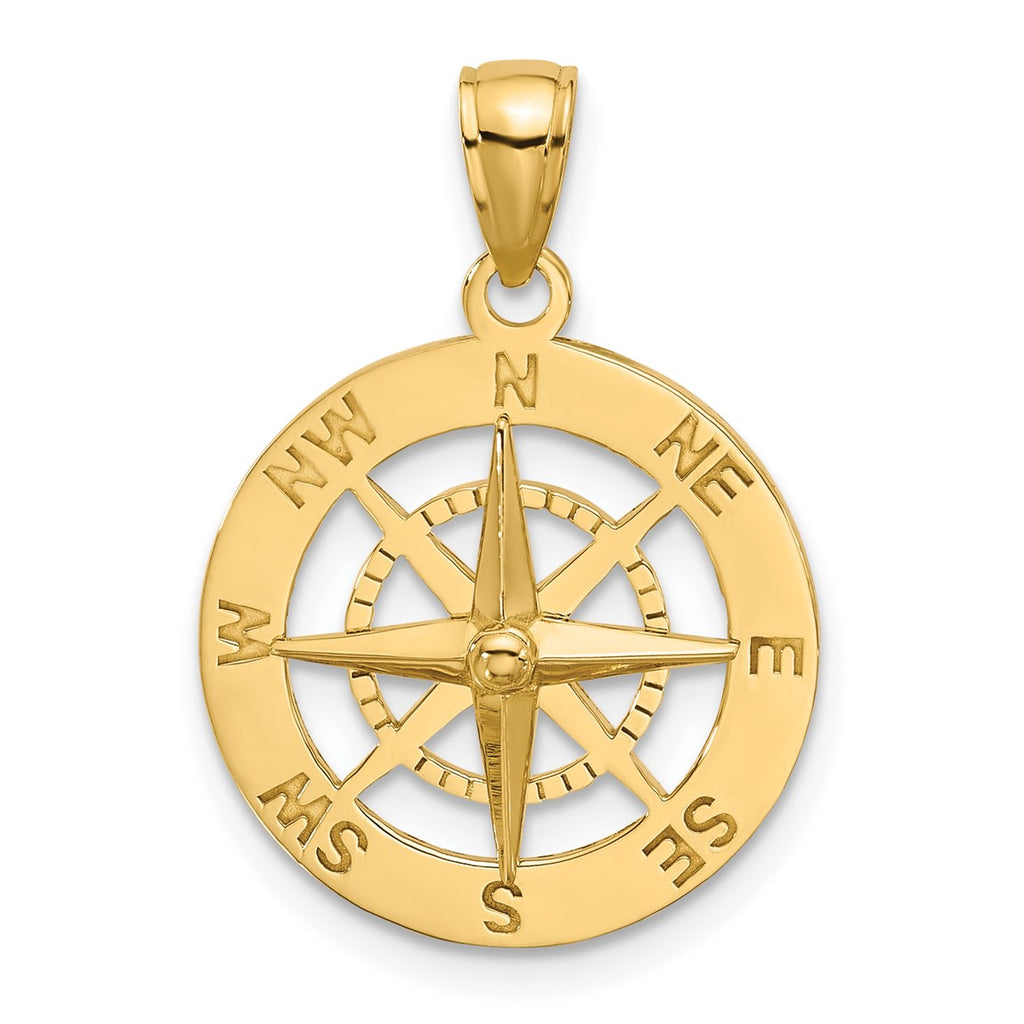 14k Yellow Gold Nautical Compass Pendant K7856 – Wellness Marketer ...