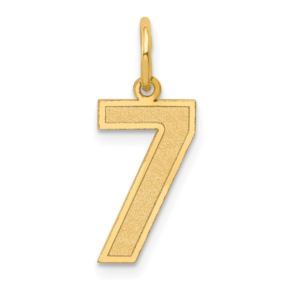 14k Yellow Gold Medium Satin Number 7 Charm – Wellness Marketer Jewelry ...