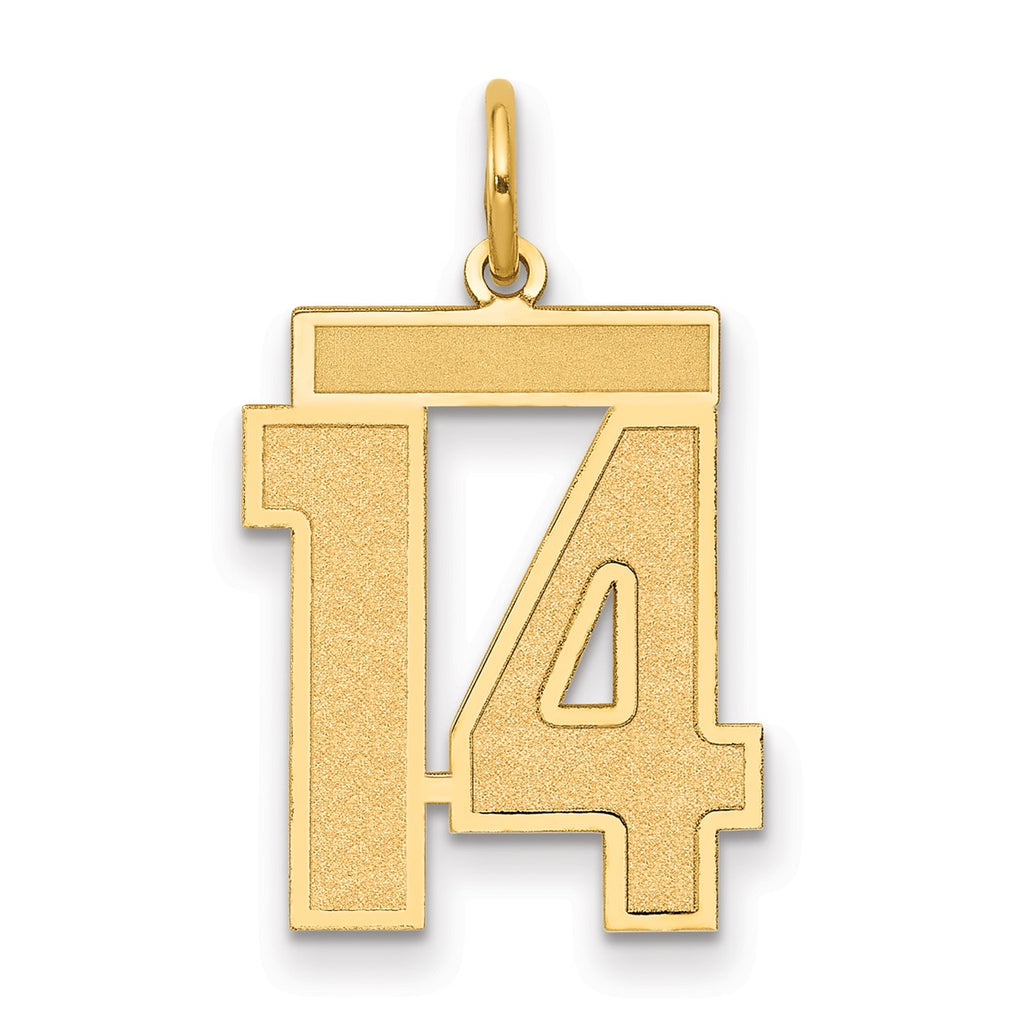 14k Yellow Gold Medium Satin Number 14 Charm – Wellness Marketer ...