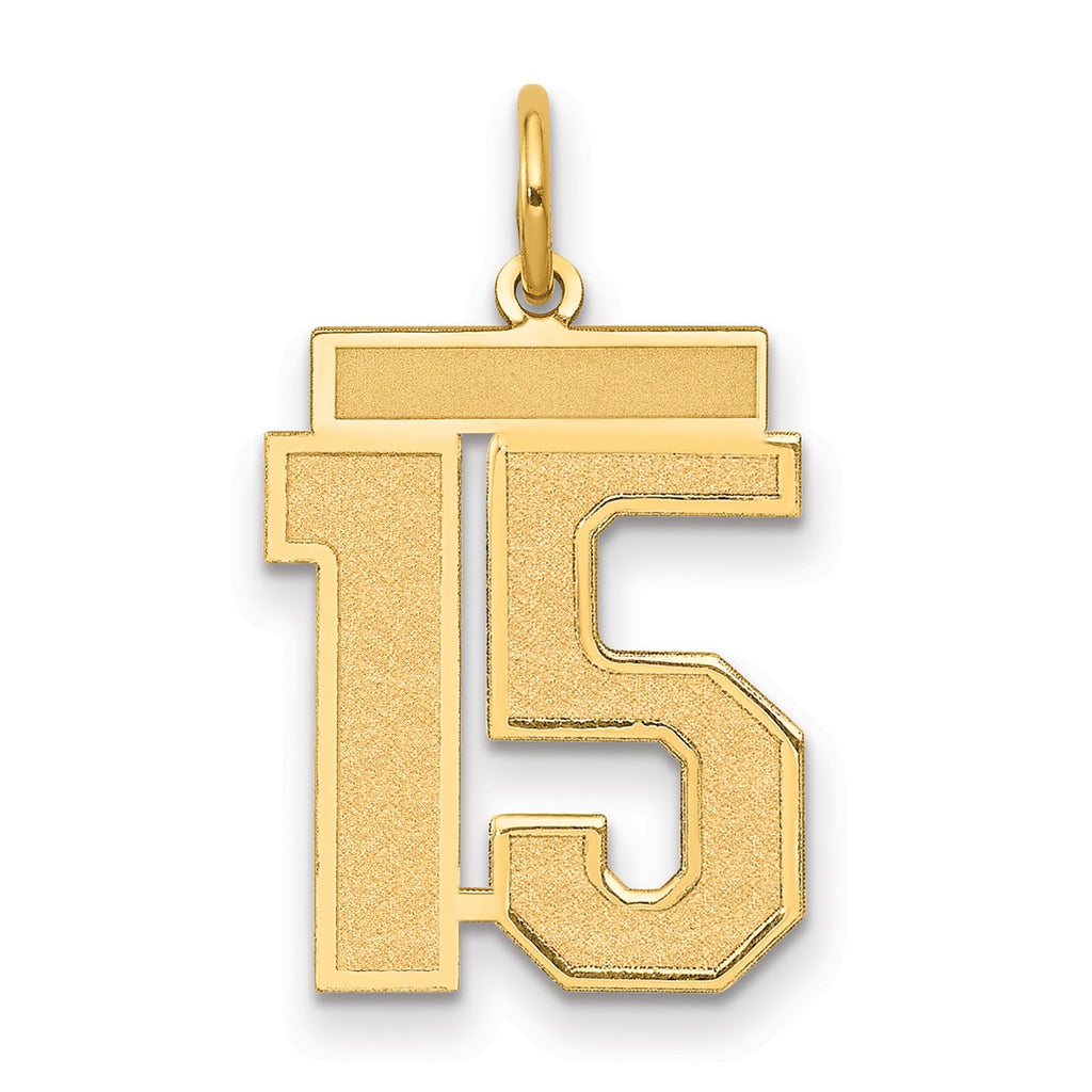 14k Yellow Gold Medium Satin Number 15 Charm – Wellness Marketer ...