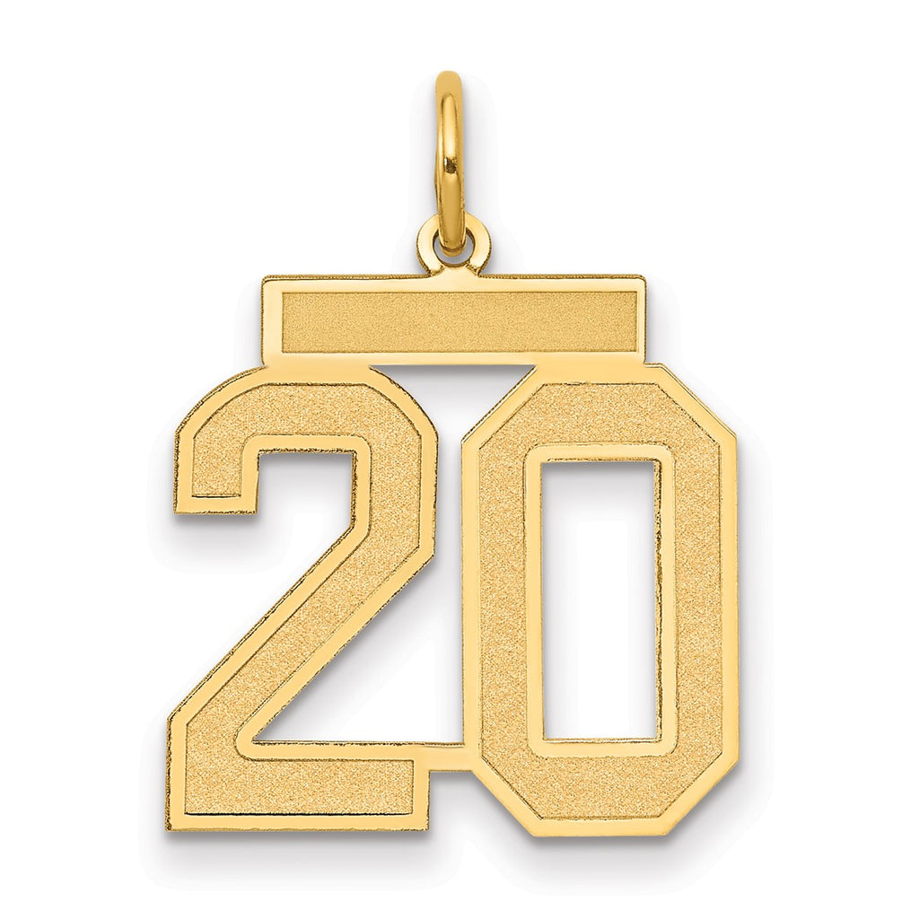 14k Yellow Gold Medium Satin Number 20 Charm – Wellness Marketer ...