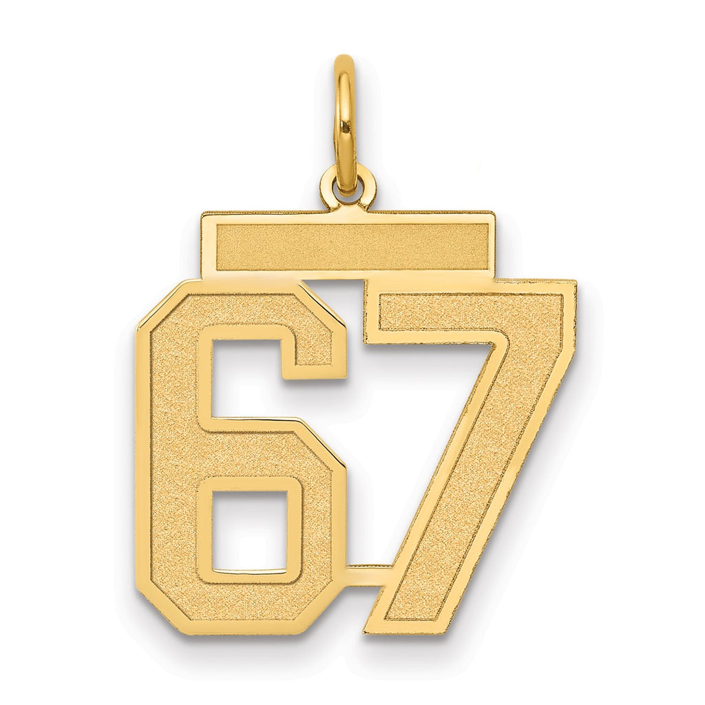 14k Yellow Gold Medium Satin Number 67 Charm – Wellness Marketer ...
