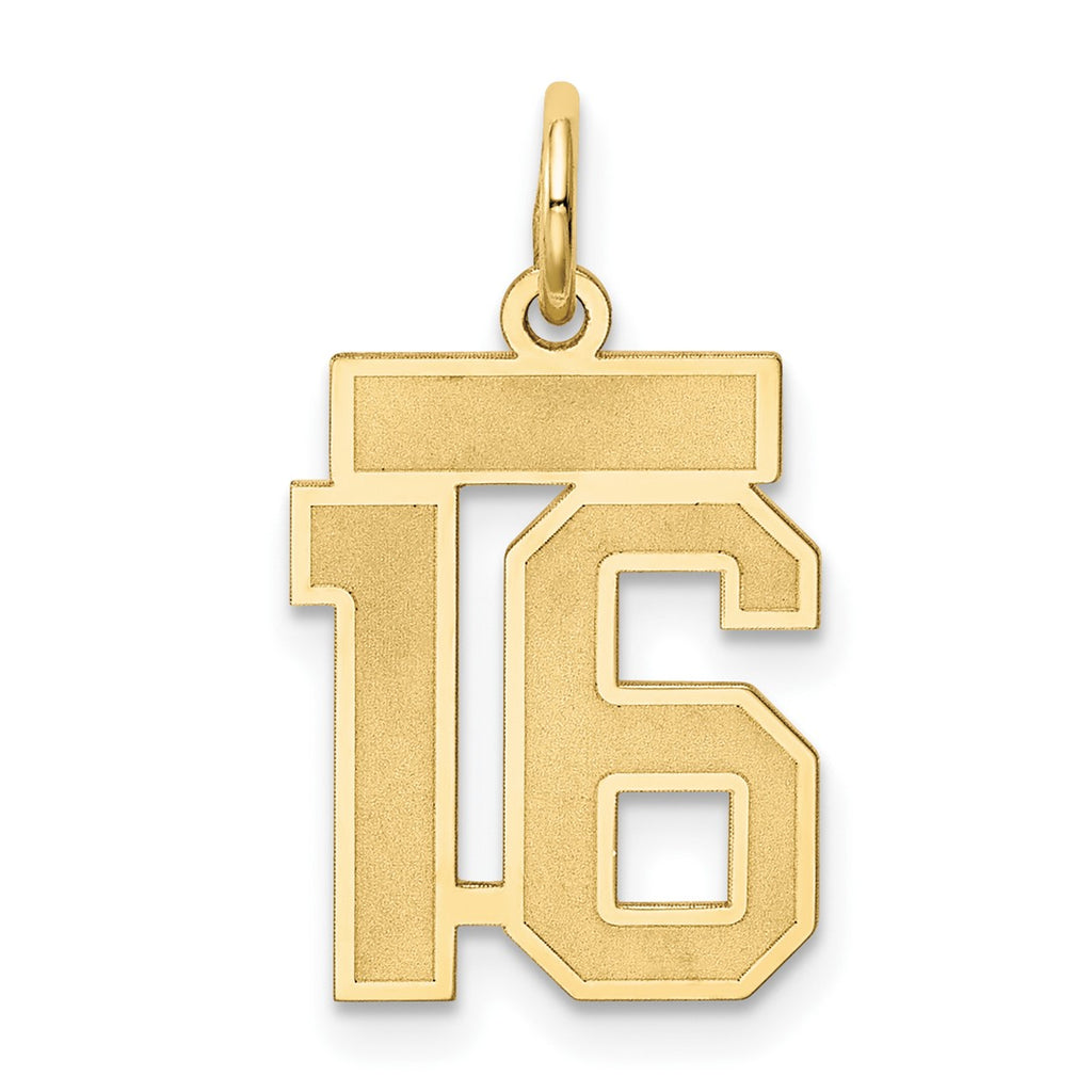 14k Yellow Gold Small Satin Number 16 Charm – Wellness Marketer Jewelry ...