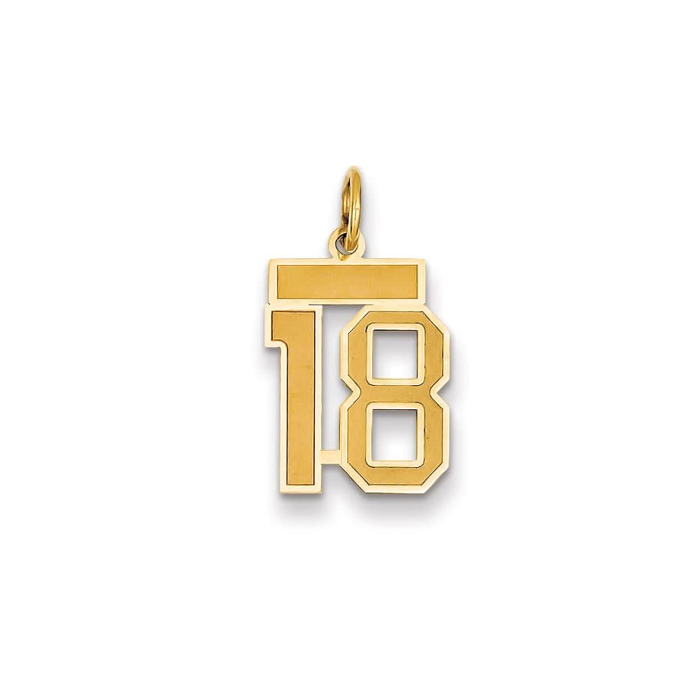 14k Yellow Gold Small Satin Number 18 Charm – Wellness Marketer Jewelry ...
