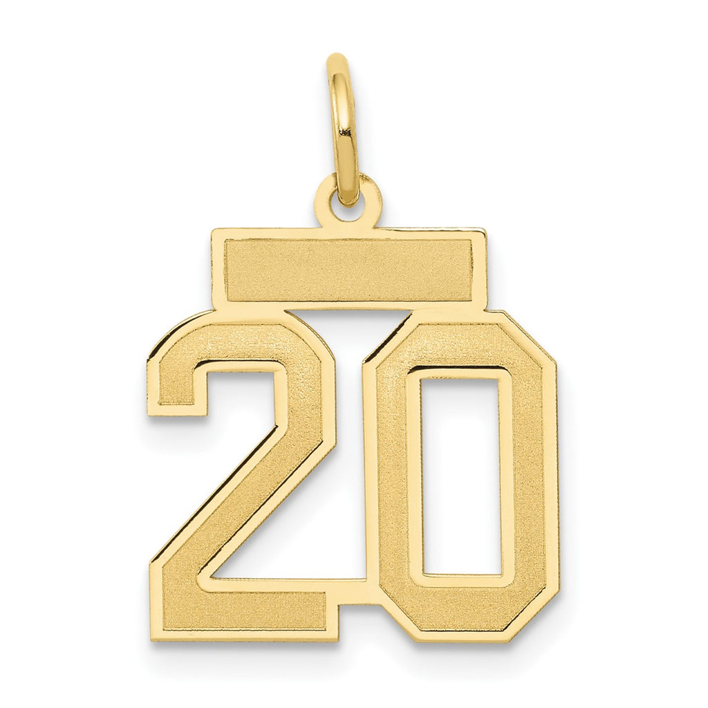 14k Yellow Gold Small Satin Number 20 Charm – Wellness Marketer Jewelry ...
