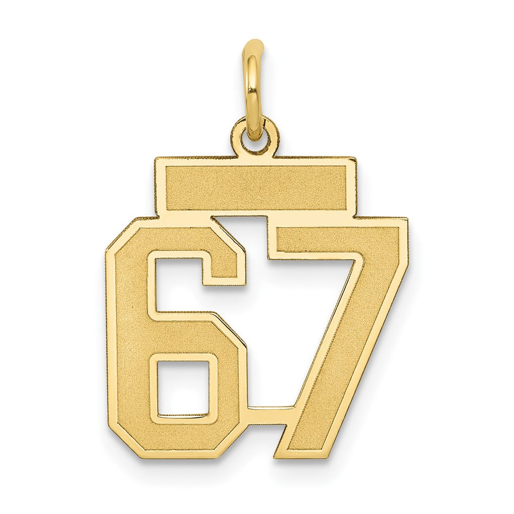 14k Yellow Gold Small Satin Number 67 Charm – Wellness Marketer Jewelry ...