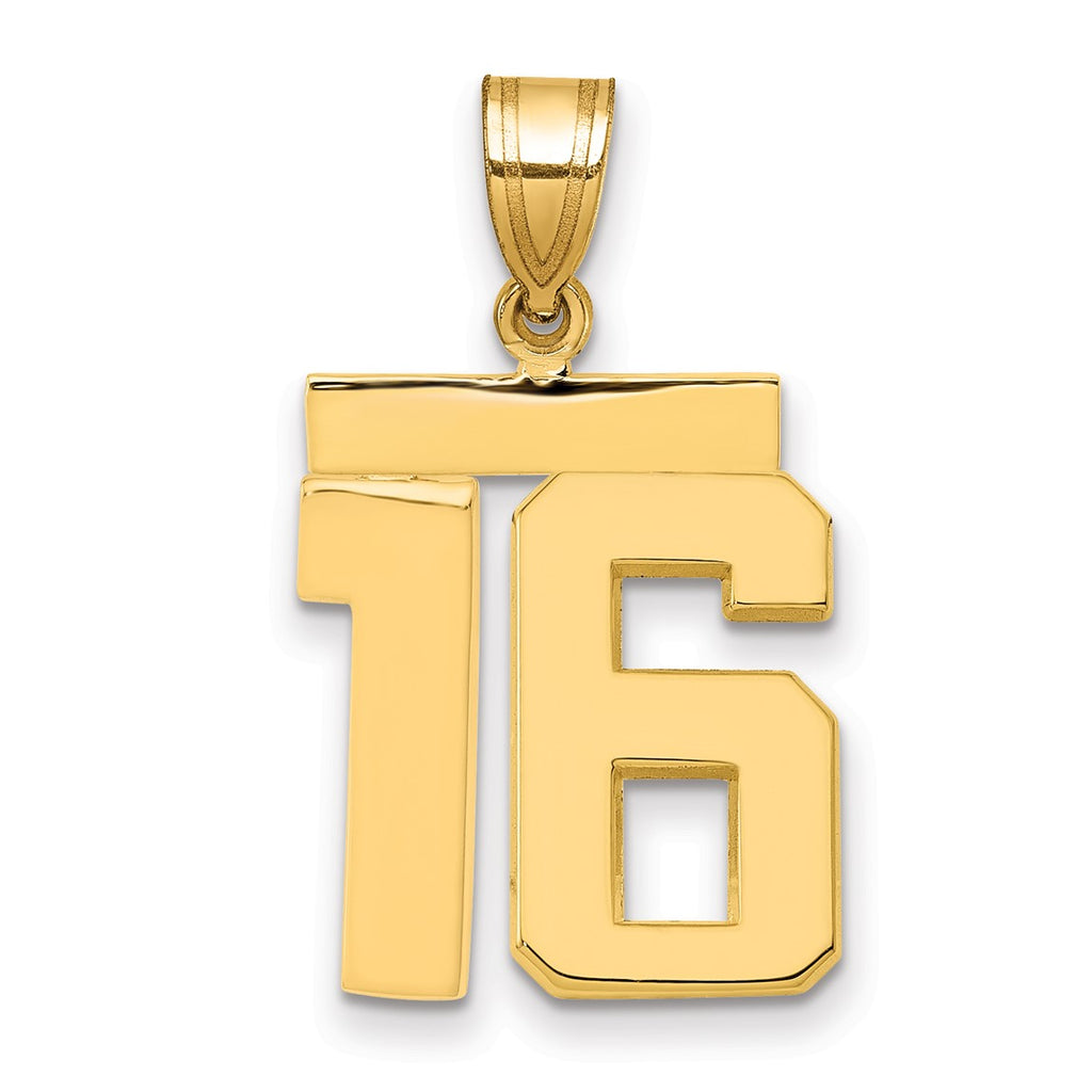 14k Yellow Gold Medium Polished Number 16 Pendant MP16 – Wellness ...