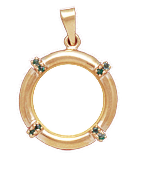 14K Gold EMERALD NAUTICAL Bezel Pendant 14 mm – Wellness Marketer ...