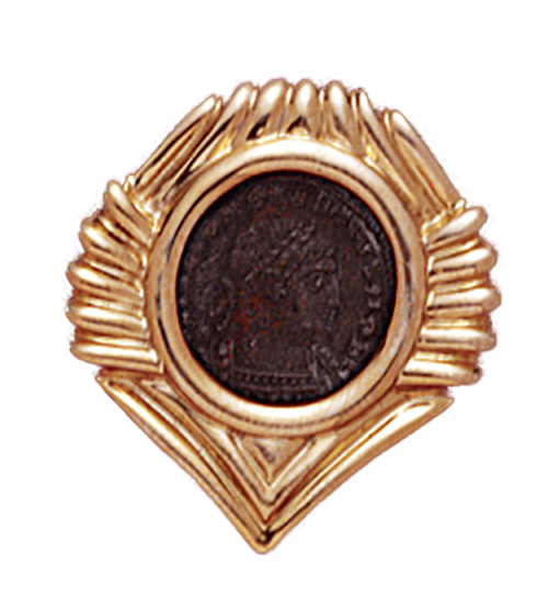 14K Gold FLUTED SLIDE PENDANT With Bronze Roman Coin – Wellness ...