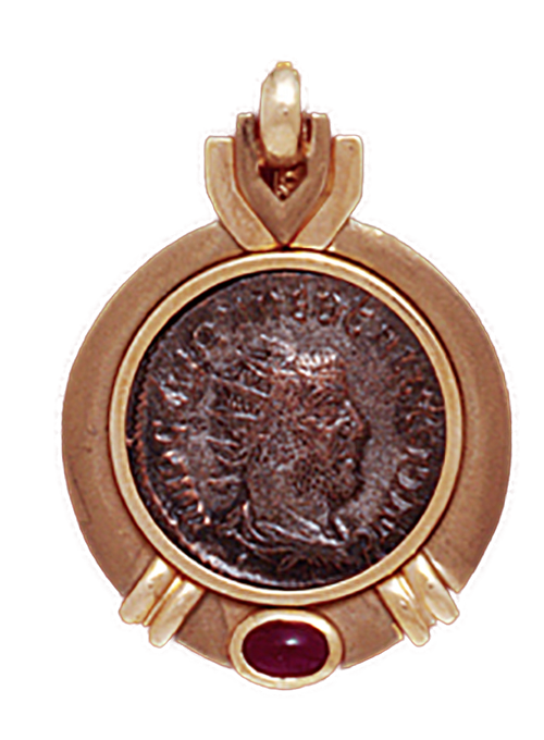 14K Gold PLAIN RUBY SLIDE Pendant With Roman Coin – Wellness Marketer ...
