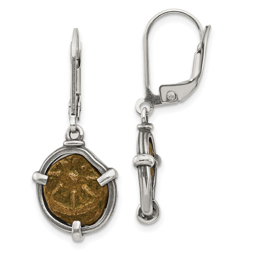 Sterling Silver Antiqued Widows Mite Coin Leverback Earrings – Wellness ...