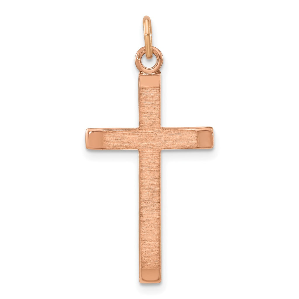 Sterling Silver Rose Gold-plated Polished and Brushed Tapered Cross Pe ...