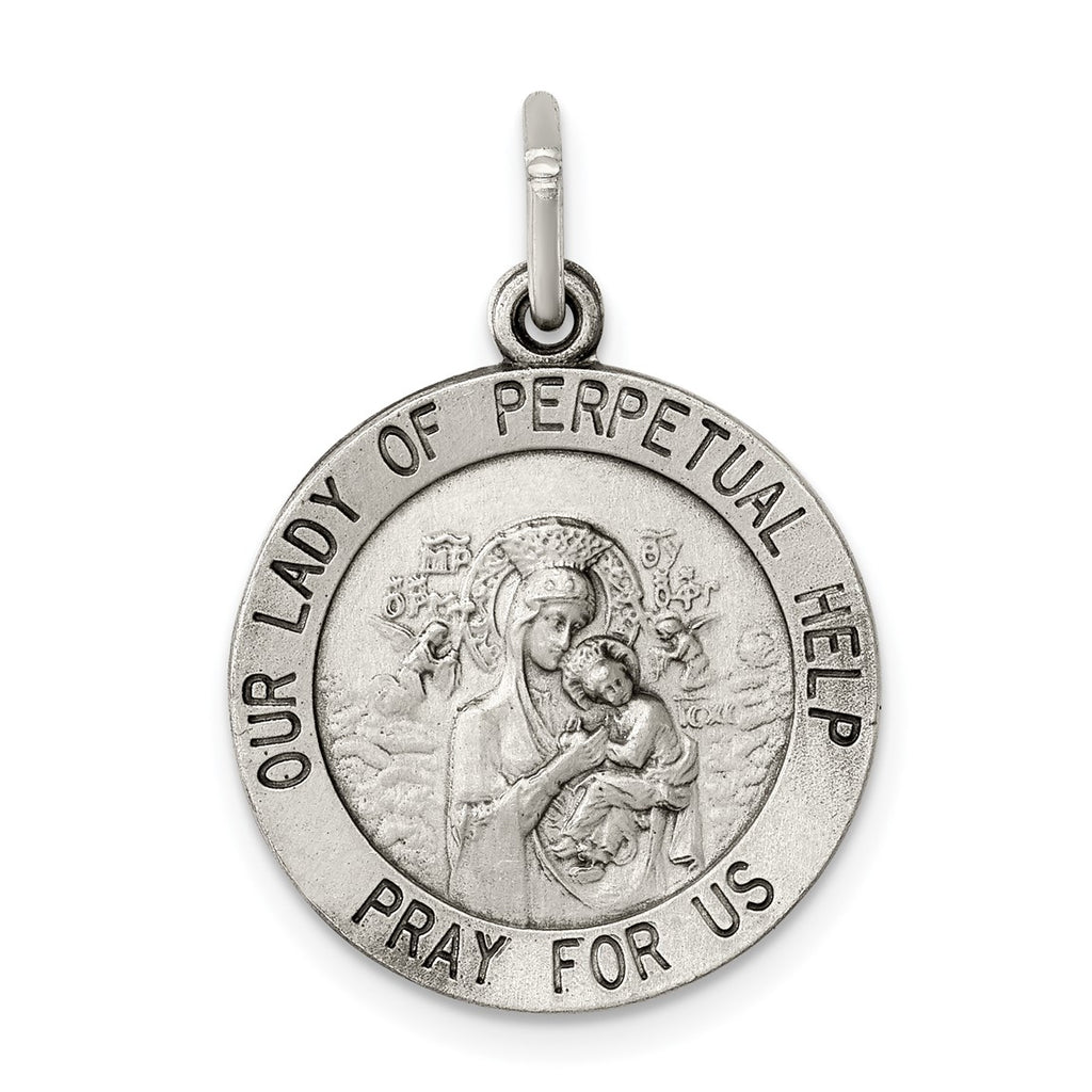 Sterling Silver Our Lady of Perpetual Help Round Medal Pendant ...