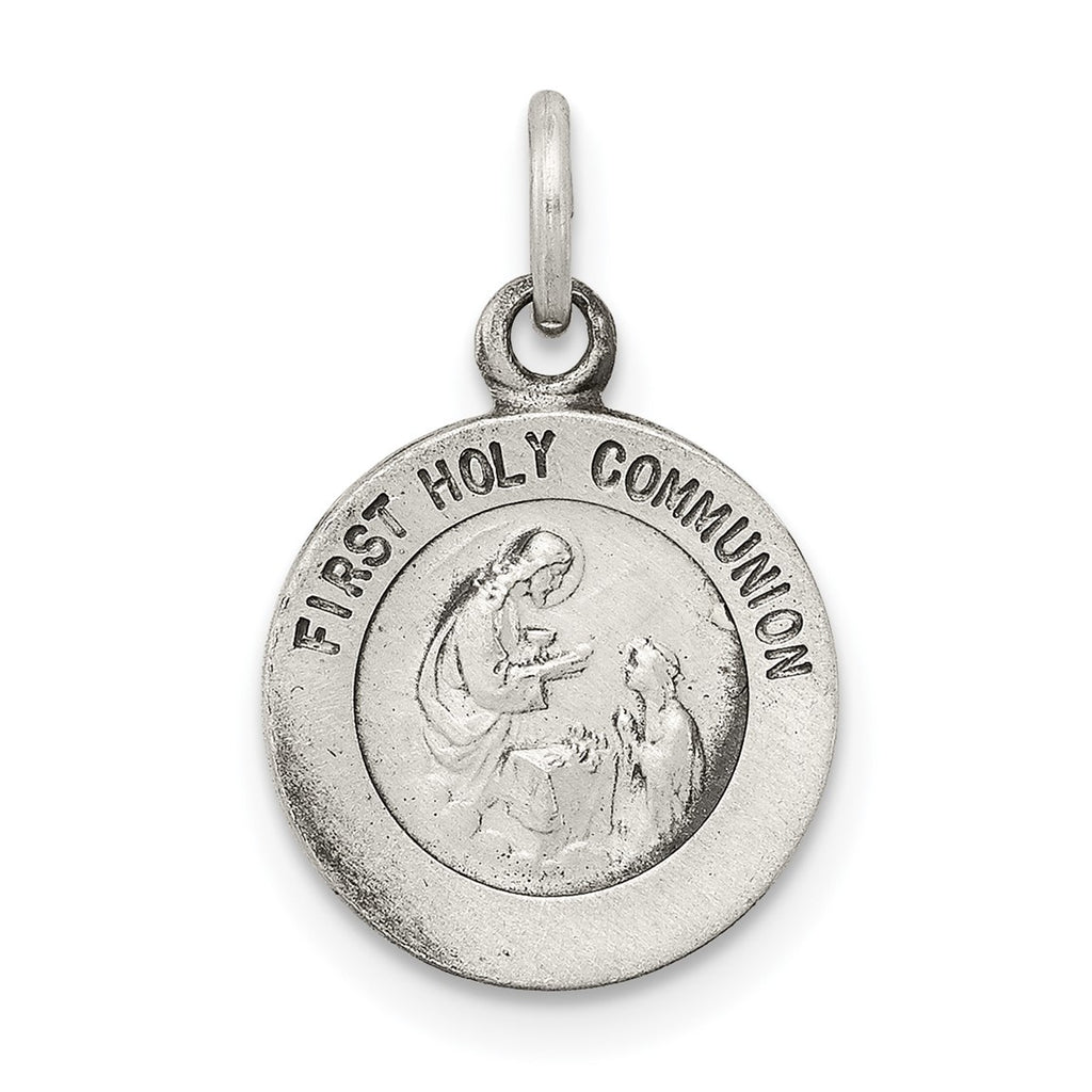 Sterling Silver Antiqued First Holy Communion Medal Charm QC5822 ...