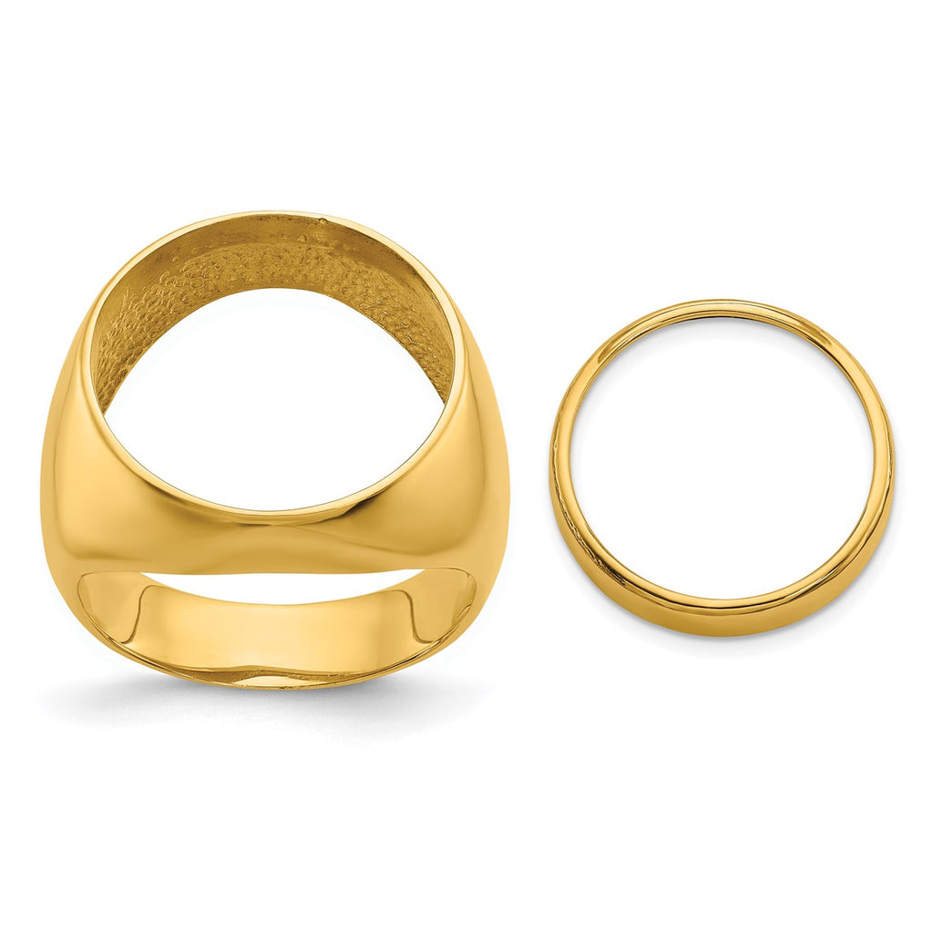 14k Yellow Gold Mens Polished Classic Open Back 16.5mm Coin Bezel Ring ...