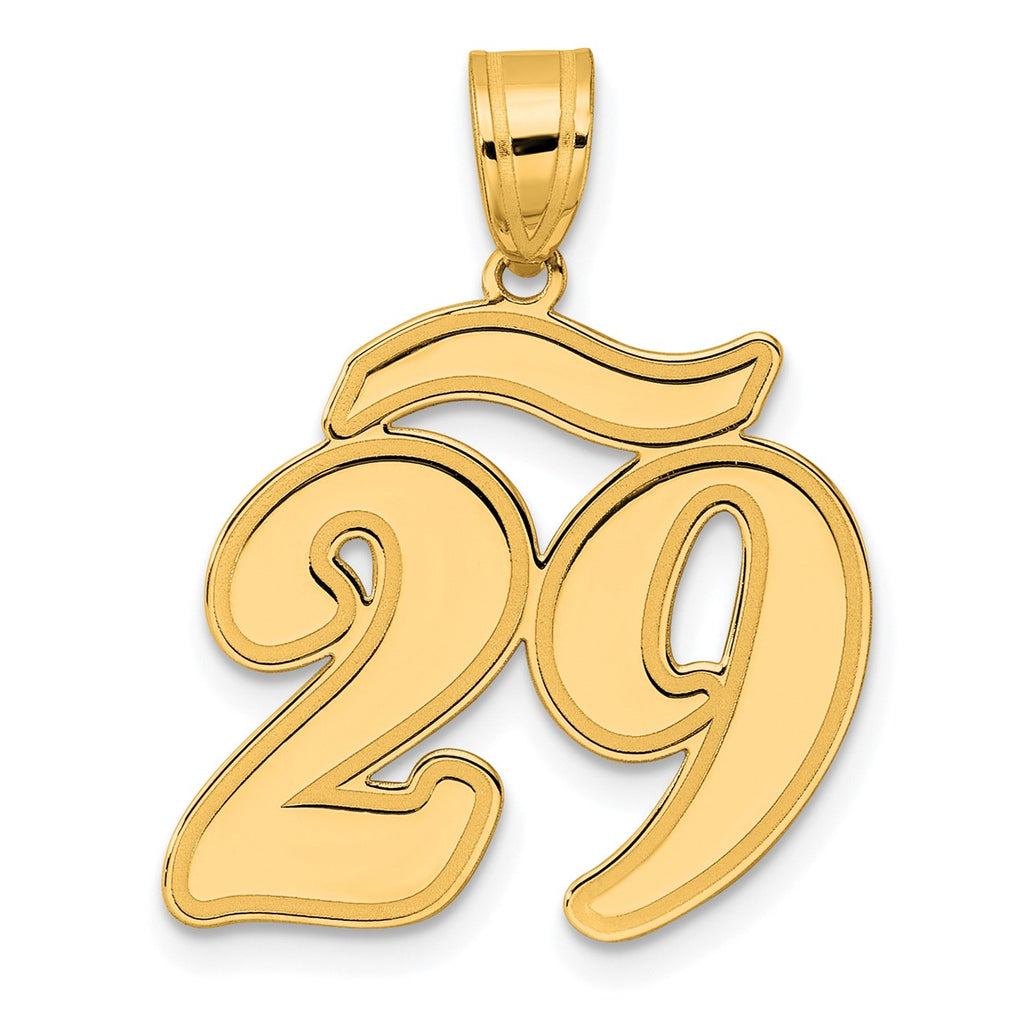 14k Yellow Gold Brushed Border Script Number 29 Pendant – Wellness ...